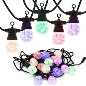 LED světelný řetěz 4,5cm koule - 10,5m 15LED 8-funkcí senzor IP44 multicolor