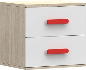 IDZ Noční stolek SMYK III 22, 55 cm Bílá + Dub Sonoma / Barevné úchytky Barva: Grafit
