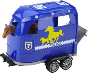 LEAN Toys Policejní terénní auto s přívěsem na koně, světla a zvuky