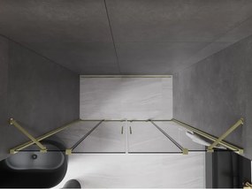 Mexen Velar Duo, posuvné sprchové dveře do otvoru 180 cm, 8mm šedé sklo, zlatá matná, 871-180-000-42-55