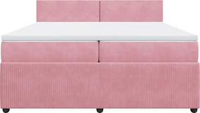 Box spring postel s matrací růžová 200x200 cm samet 3287829