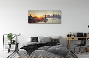 akrylový obraz Bridge river svítání 120x60 cm