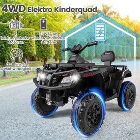Costway Dětská čtyřkolka 24 V 2-sedadlo 4-kolové čtyřkolkové elektrické – černý