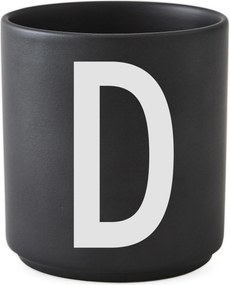 Hrnek AJ písmeno D porcelánový černý