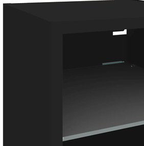 8dílná obývací stěna s LED osvětlením černá kompozitní dřevo - Default Title