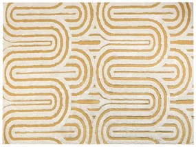 Bavlněný koberec 300 x 400 cm krémově bílý/žlutý PERAI Beliani