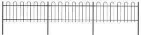 Zahradní plot s obloukem nahoře ocelový 537 x 80 cm černý