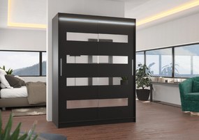 ADRK Furniture Posuvná skříň se zrcadlem a LED osvětlením BALTIC 150