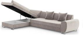 KOOKO HOME Rohová rozkládací sametová pohovka s úložným prostorem Adagio XL levý roh