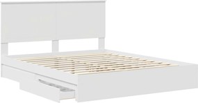 Postel s úložným prostorem Bílá 160 x 200 cm Kompozitní dřevo 3411187