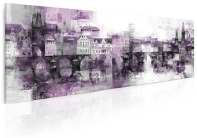 Malvis ® Obraz snové pražské panoráma - fialové Velikost (šířka x výška): 100x40 cm