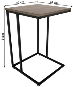 Příruční stolek KALA dezén dub, kov černý