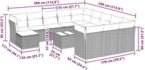 13dílná zahradní sedací souprava podušky světle šedá polyratan 3218642