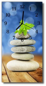 Skleněné hodiny vertikální Zen kameny barevné