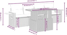5dílná zahradní sedací souprava s poduškami černá polyratan 3273393