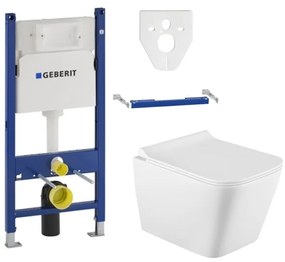 Závěsný set GEBERIT Duofix Basic+ WC TEO Rimless 51 x 35 cm + pomalu padající deska Slim, bílá, 3385XX00+39070100
