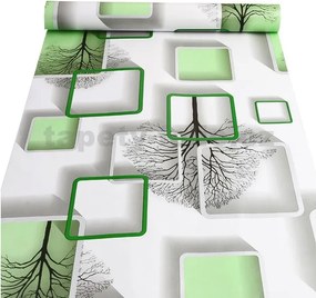 Samolepící tapety 45 cm x 10 m IMPOL TRADE 9459 stromy s rámečky s 3D efektem zelené samolepící tapety