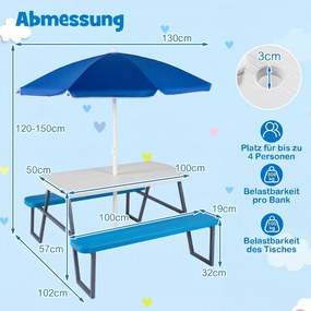 Costway Dětská sedací sestava z HDPE Dětský piknikový stůl s 2 lavicemi