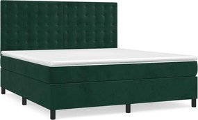 Box spring postel s matrací tmavě zelená 180x200 cm samet 3143280