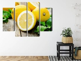 Vícedílný obraz Citron S Mátou Nedostatek Nedostatek Přírodní plátno 80x60
