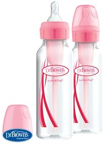 DR.BROWN'S Láhev antikolik Options+ úzká 2x250 ml plast, růžová