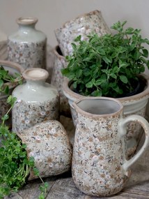 Zelená keramická dekorační váza s kvítky Florals Evry - Ø 11*17cm