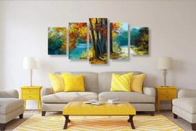 5-dílný obraz malované stromy v barvách podzimu Varianta: 100x50