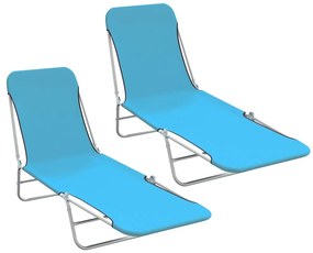 Skládací zahradní lehátka 2 ks ocel a látka modrá 310344