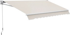 Ruční výsuvná markýza Outsunny 200x250 cm s kovovou klikou, voděodolná a s anti-UV ochranou pro zahradní terasy a okna | Aosom