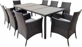 Zahradní sestava k sezení GARDENA I | stůl + 8 židlí křesílek | umělý ratan | béž./hnědá | ABI3654