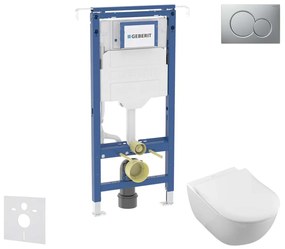Geberit Duofix - Set předstěnové instalace, klozetu a sedátka Villeroy Boch, tlačítka Sigma01, DirectFlush, SoftClose, CeramicPlus, matný chrom SANI11CK2100