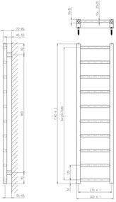 Sapho Sapho, MAKRO LIGHT topné těleso 300x1140 mm, černá mat, IR444TB