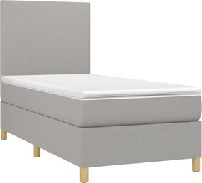Box spring postel s matrací světle šedá 90x190 cm textil 3142137