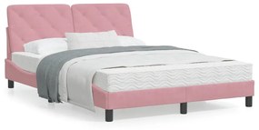Rám postele s LED osvětlením růžový 140 x 200 cm samet