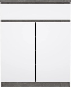 FALCO Komoda Simplicity 234 beton/bílý lesk