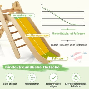 Costway 2-in-1 šplhací sada trojúhelníky šplhací žebřík z přírodního dřeva