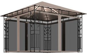 vidaXL Marketos Altán s moskytiérou a světelnými LED řetězy 3x3x2,73 m taupe