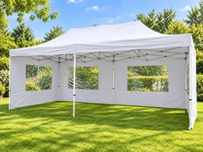 Nůžkový párty stan 3 × 6 m s bočními stěnami, bílý