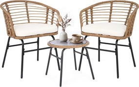Costway 3-dílný set ratanového zahradního nábytku bistro set pro 2 osob