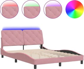 Rám postele s LED bez matrace růžový 120 x 200 cm samet 3213848