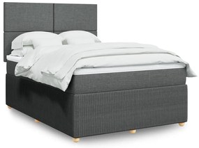 Box spring postel s matrací tmavě šedý 140 x 190 cm textil