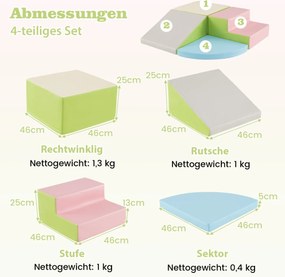 Costway 4 PCS. Schaumstoffbausteine zum Toben a Klettern – růžová + zelená