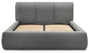 Šedá čalouněná dvoulůžková postel s úložným prostorem s roštem 180x200 cm Vernon – Bobochic Paris