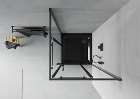 Mexen Rio čtvercová sprchová kabina 80 x 80 cm, transparentní, černá + brodík Flat, černý - 860-080-080-70-00-4070B