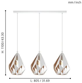 Eglo 43002 - Lustr na lanku CARLTON 3xE27/60W/230V