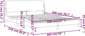 vidaXL Rám postele s čelem 160 x 200 cm samet [373212] Barva: světle šedá