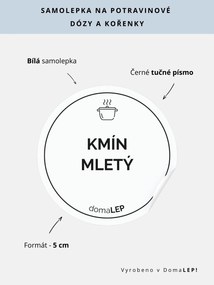 Samolepka na kořenky KMÍN MLETÝ bílá 5 cm tučné písmo