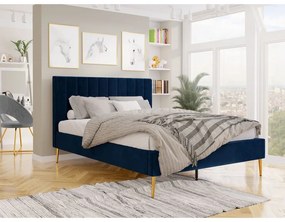 Čalouněná postel Blues New, Rozměr postele: 160x200, Barva potahu:: modrý samet CFF0007-13 Mirjan24 5903211217807