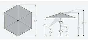 Doppler LIFE 305 cm - naklápěcí slunečník s klikou : Desén látky - 820