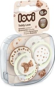 LOVI Dudlík svítící silikonový dynamický TEDDY LOVE 18m+ 2ks